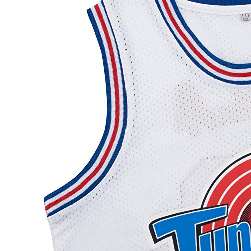 CNALLAR Mens Basketball Jersey 1/3 Tweety Space Movie Jersey White/Black (White, Large)