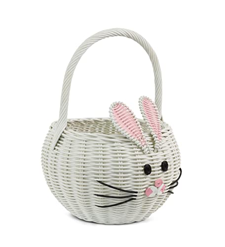 G6 COLLECTION Hand Woven Bunny Rattan Wedding Flower Girl Basket Decorative Bin Home Decor Organizer Cute Handmade Handcrafted Nursery Gift Animal Storage Decoration Easter Wicker Rabbit (Large)