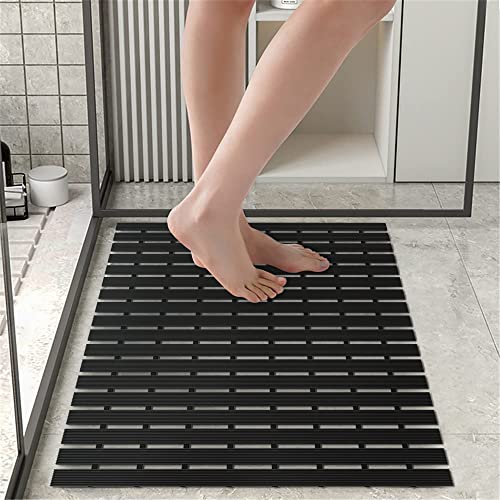Bathtub Anti-Slip mat with Grip Floor Rubber Backing for Bathroom,Massage Shower mat,Bath tub mats, No Suction Cups Thick Drainage mat,Water Resistance(SPA Black)