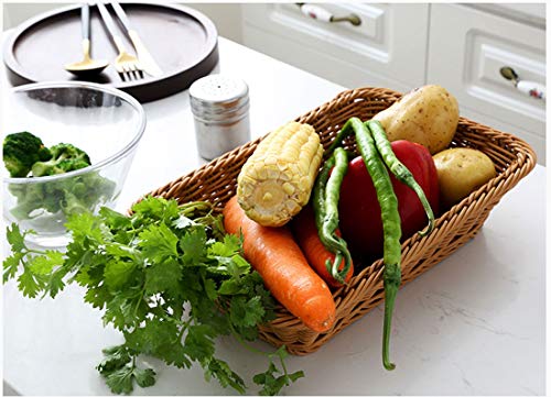 Teng Lang 12" Wicker Bread Basket, Woven Tabletop Food Fruit Vegetables Serving, Restaurant Serving Basket (12X8X4 inch)