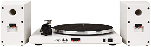 Crosley T150A-WH Modern 2-Speed Bluetooth Turntable System with Variable Weighted Tone Arm and Stereo Speakers, White