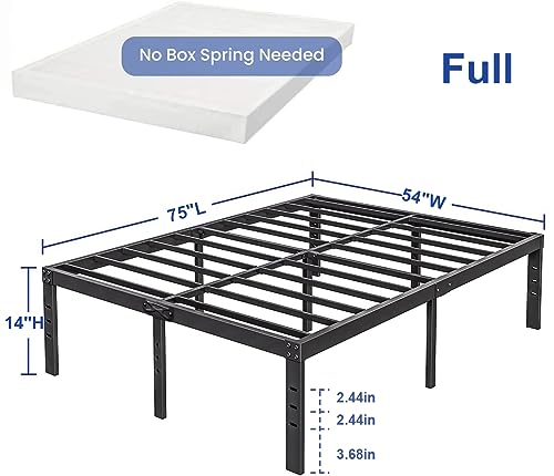 Bed Frame Full Size Storage 14 inch Tall,Platform Metal BedFrame for Kids Boys Girls, Heavy Duty Slats Support,No Box Spring Needed, Easy Assembly, Noise Free, Black (Full, 14in)
