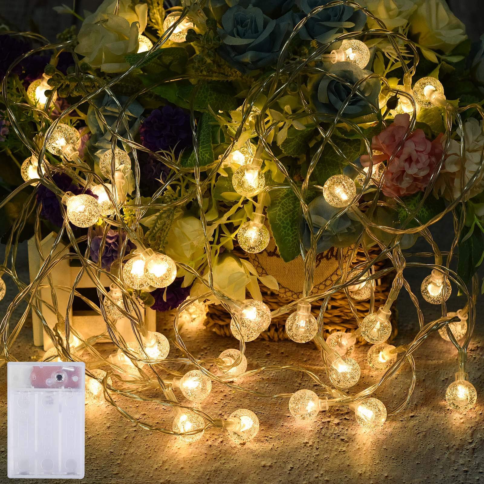 Battery Powered String Lights(2-Pack), 50-LED Globe String Lights with 8-Lighting Modes, Battery Operated Waterproof String Lights for Home, Party, Christmas, Wedding, Garden Decoration 33.4ft