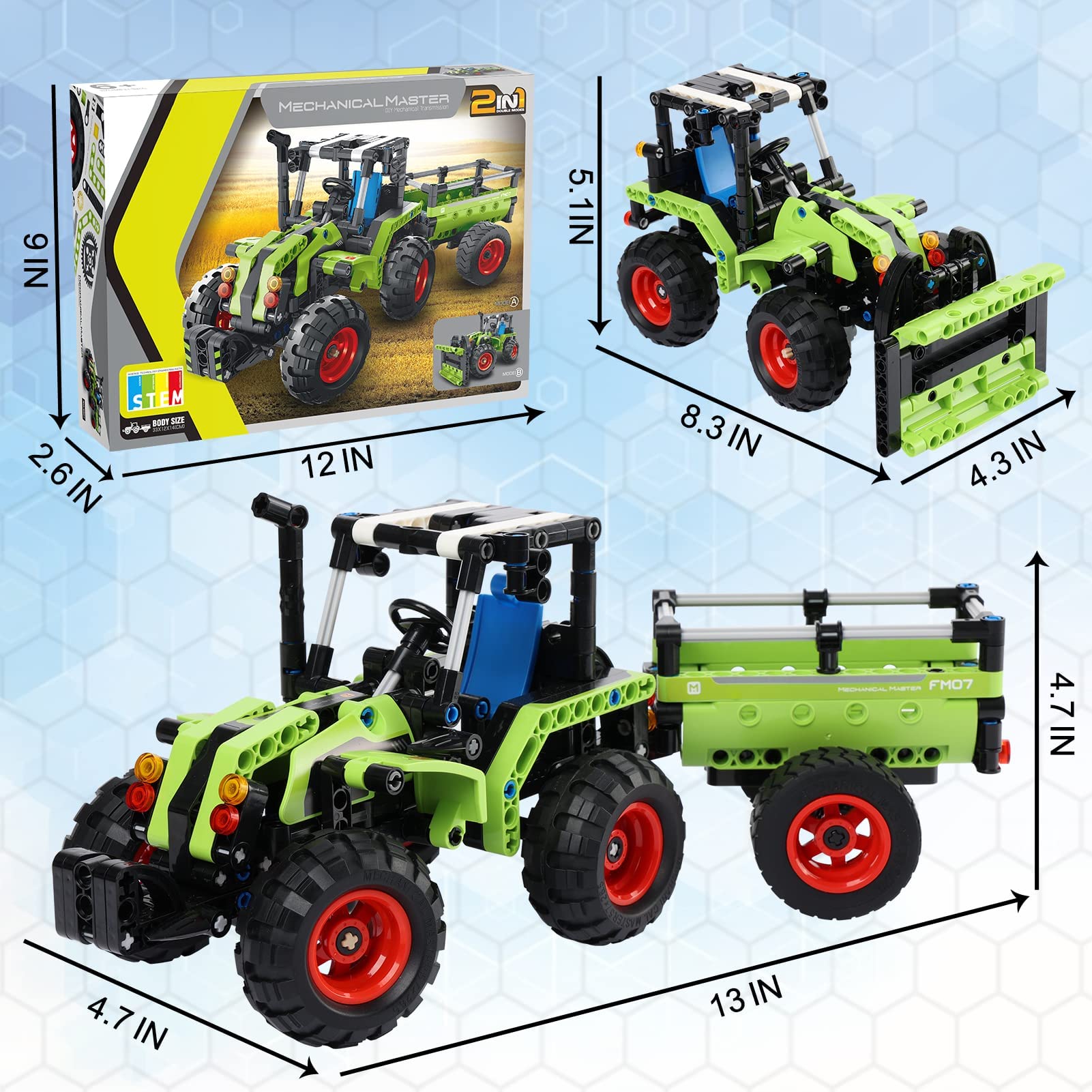DDAI STEM Building Blocks Toys Gifts for Age 6, 7, 8, 9, 10, 11, 12 Boys and Girls, DIY Building Bricks, Ideal gift for birthday, STEM Engineering Construction RC Toy, 2 in 1 Model