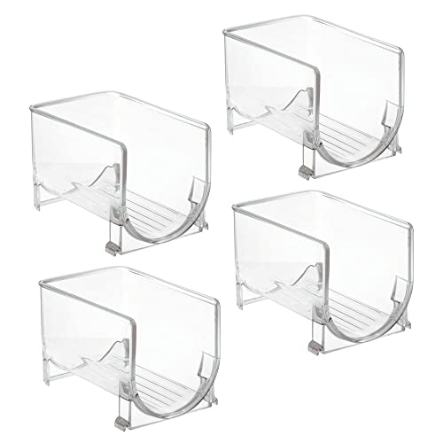 mDesign Large Stackable Kitchen Bin Storage Organizer Rack for Pop/Soda Bottles for Refrigerator, Pantry, Countertops and Cabinets - Holds 2-Liter Bottles - 4 Pack - Clear