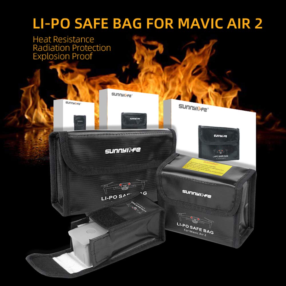 Battery Safe Bag Case for DJI Mavic Air 2/Air 2S Explosion Fire Proof Lipo Battery Safe Protective Storage Bag (for 3 Batteries)
