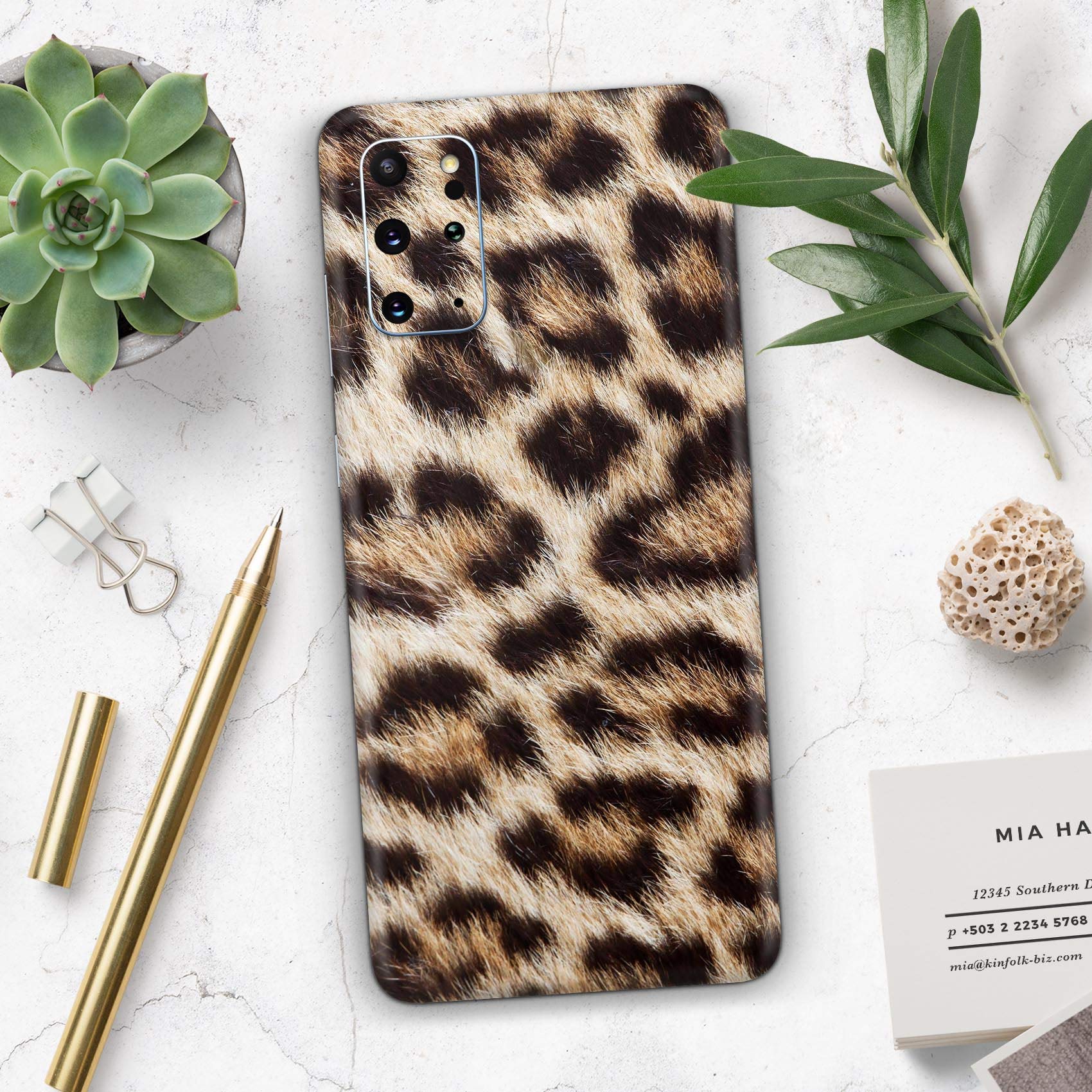 DesignSkinz Leopard Furry Animal Hide Protective Vinyl Decal Wrap Skin Cover Compatible with The Samsung Galaxy S20 (Screen Trim & Back Glass Skin)