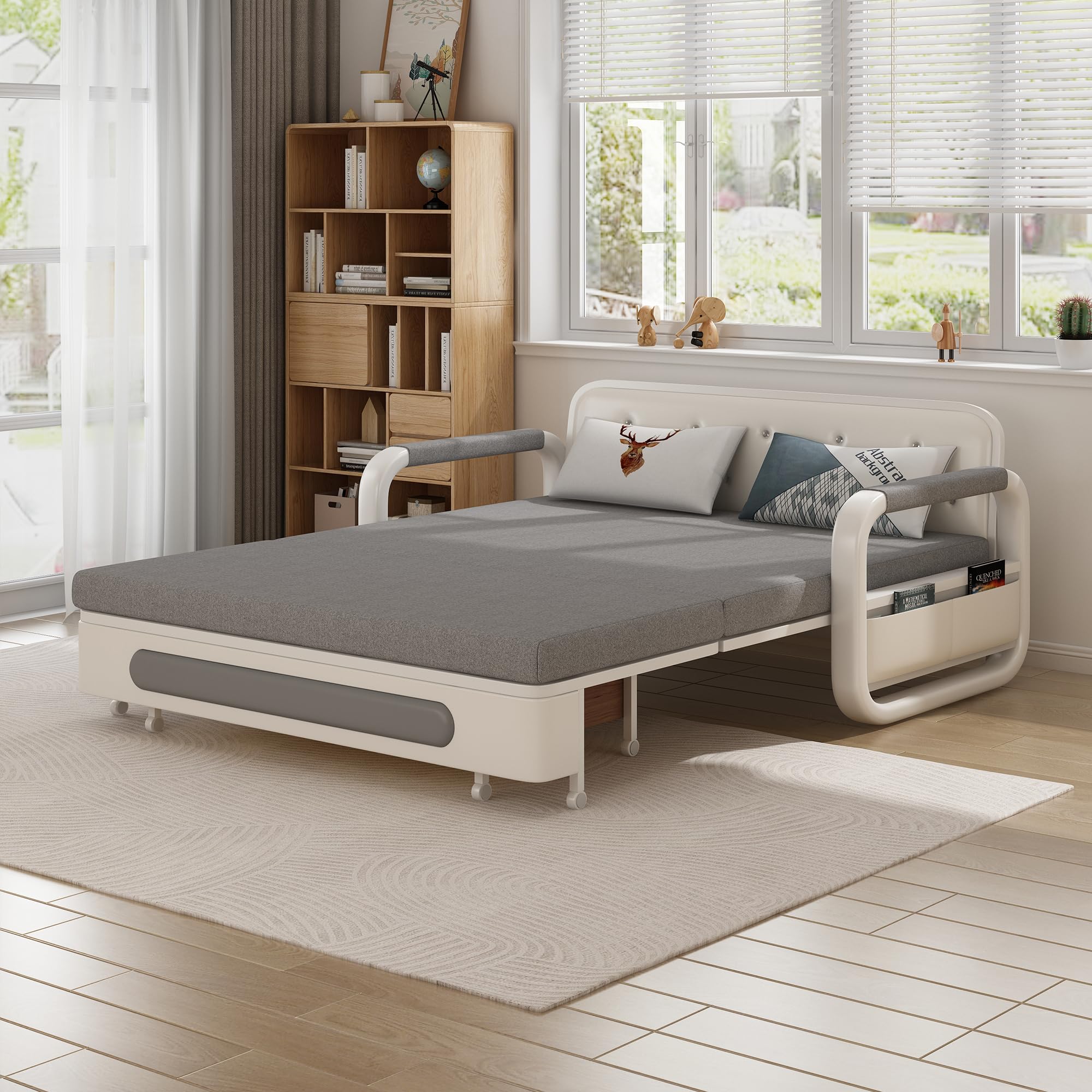 Luck Idea Convertible Sleeper Sofa Bed, Modern Pullout Couch Bed with Pull Out Bed, Adjustable Backrest, Loveseat Futon Sofa for Living Room Furniture (34.6" D x 50.3" W x 34.2" H)