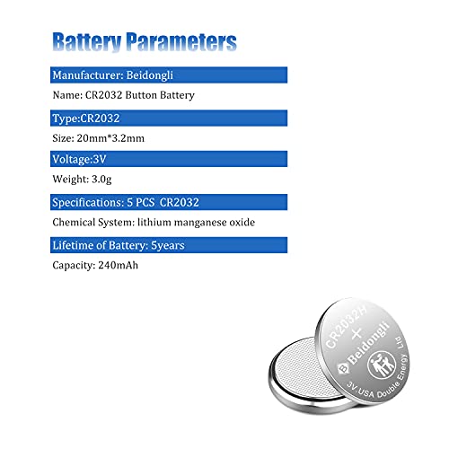 CR2032 Battery 3V Lithium Batteries Coin Button Cell 10 Count 【5-Year Warranty】