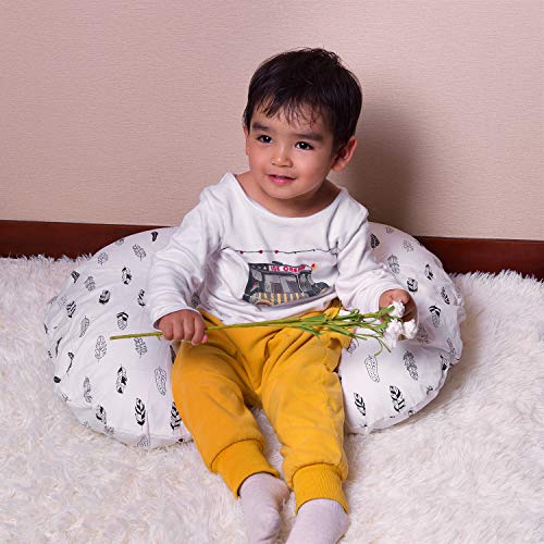 ALVABABY Nursing Pillow Cover Slipcover,100% Organic Cotton,Soft and Comfortable,Feathers Design,Maternity Breastfeeding Newborn Infant Feeding Cushion Cover, ZT01