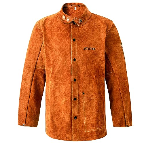 ANTAITHER Premium Leather Welding Jacket for Men & Women - Ultimate Heat & Flame Protection and Ensuring Safety (M)
