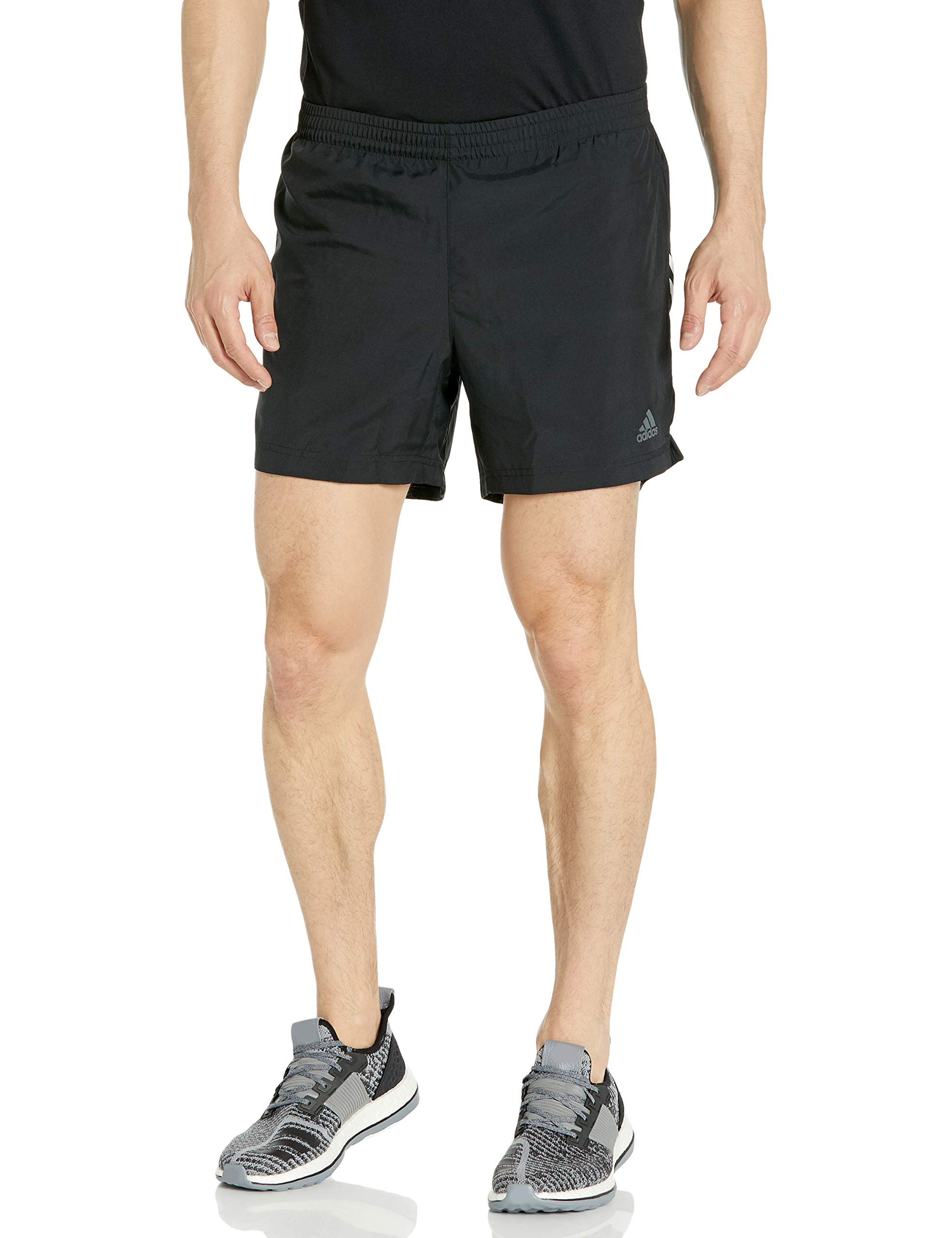 adidas Men's Run It Short 3-Stripes Black/White Small 7"
