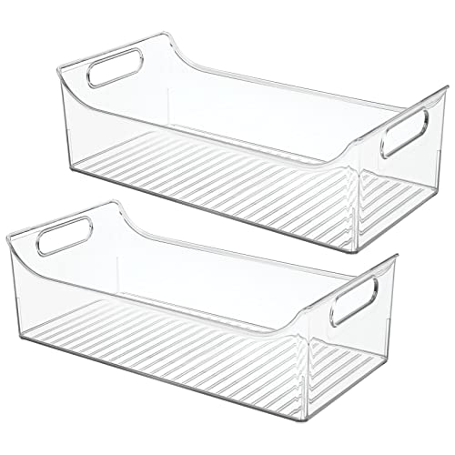 mDesign Portable Nursery Storage Plastic Baby Organizer Storage Caddy Bin w/Handles for Kids/Child Essentials - Holds Diapers, Wipes, Bottles, Baby Food - 16" Long - Ligne Collection - 2 Pack - Clear