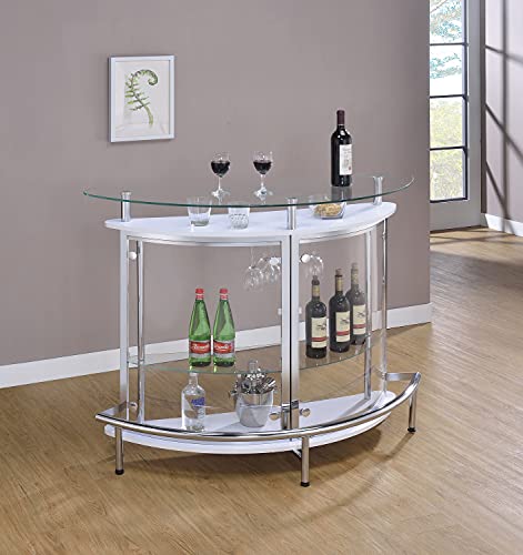 Coaster Furniture Bar Unit 20 inch W x 50.75 inch L x 41 inch H Chrome and Clear 101066
