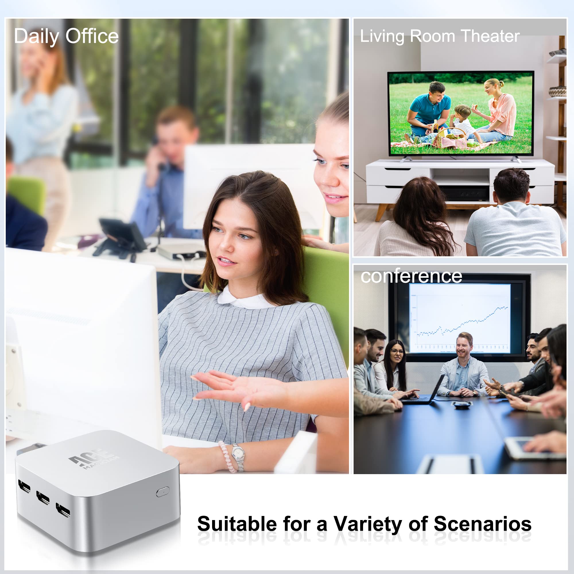 ACEMAGICIAN Mini PC T8 Pro, Intel Celeron N5095 (up to 2.90GHz), HDMI 4K@60 3 Screen Display, Dual Ethernet Ports, 8GB DDR4 RAM 256GB SSD Micro Desktop Computer, Windows 11 Pro, 2.4/5G WiFi, BT4.2