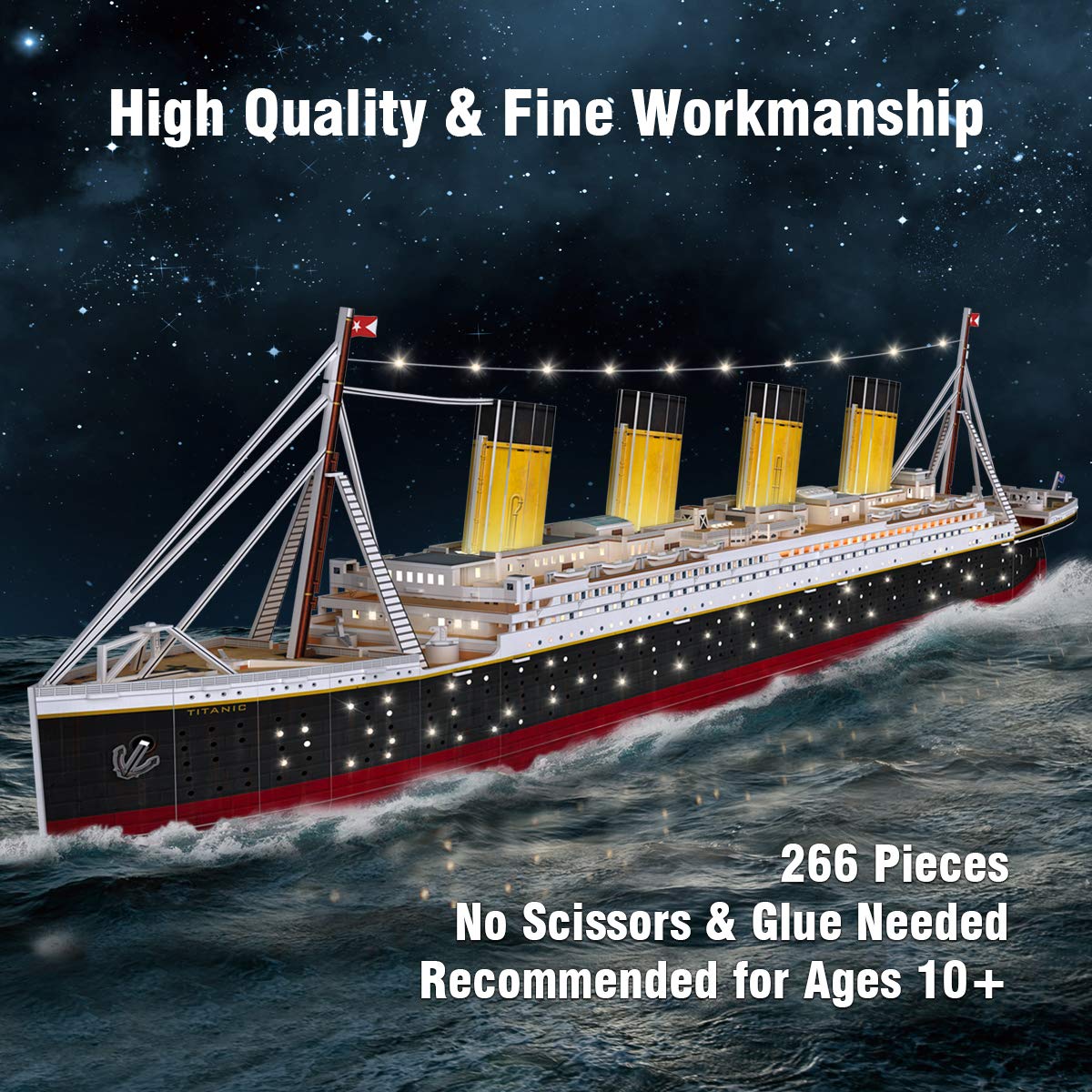 CubicFun 3D Puzzles for Adults - LED Titanic 35'' Large Ship - New Home Desk Decor - House Warming, Wedding, Anniversary, Valentines Day Teacher Gifts for Him Her Stocking Stuffers for Adults