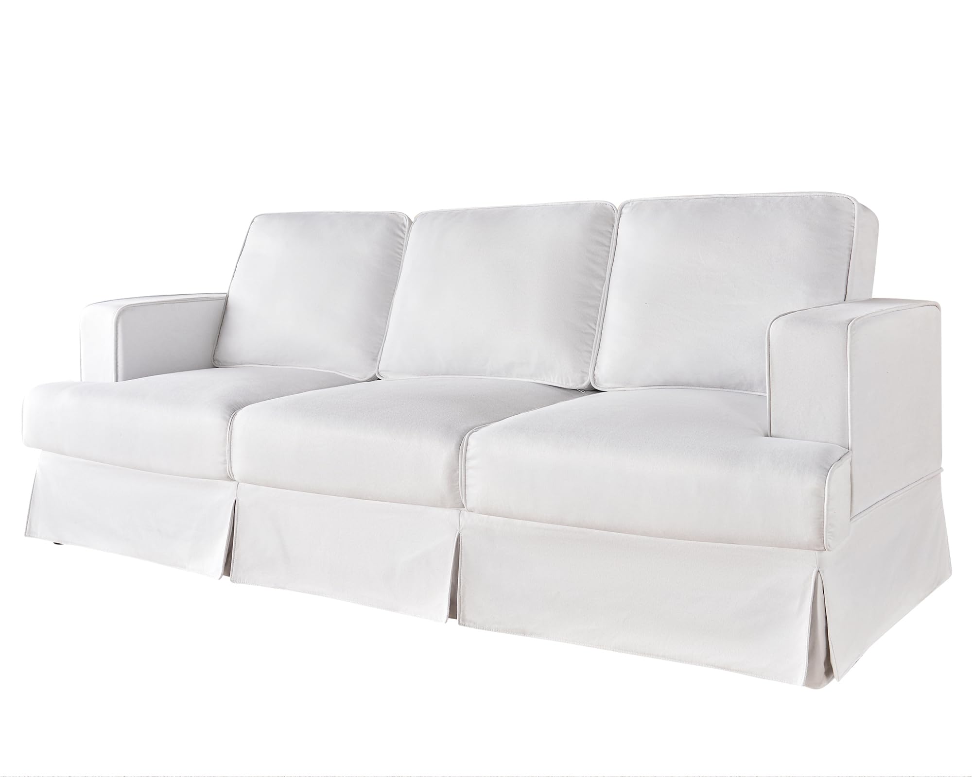 AMERLIFE Sofa, 89 inch Slipcovered Couch, 3 Seater Sofa Comfy Couch for Living Room Office, Linen White Couch