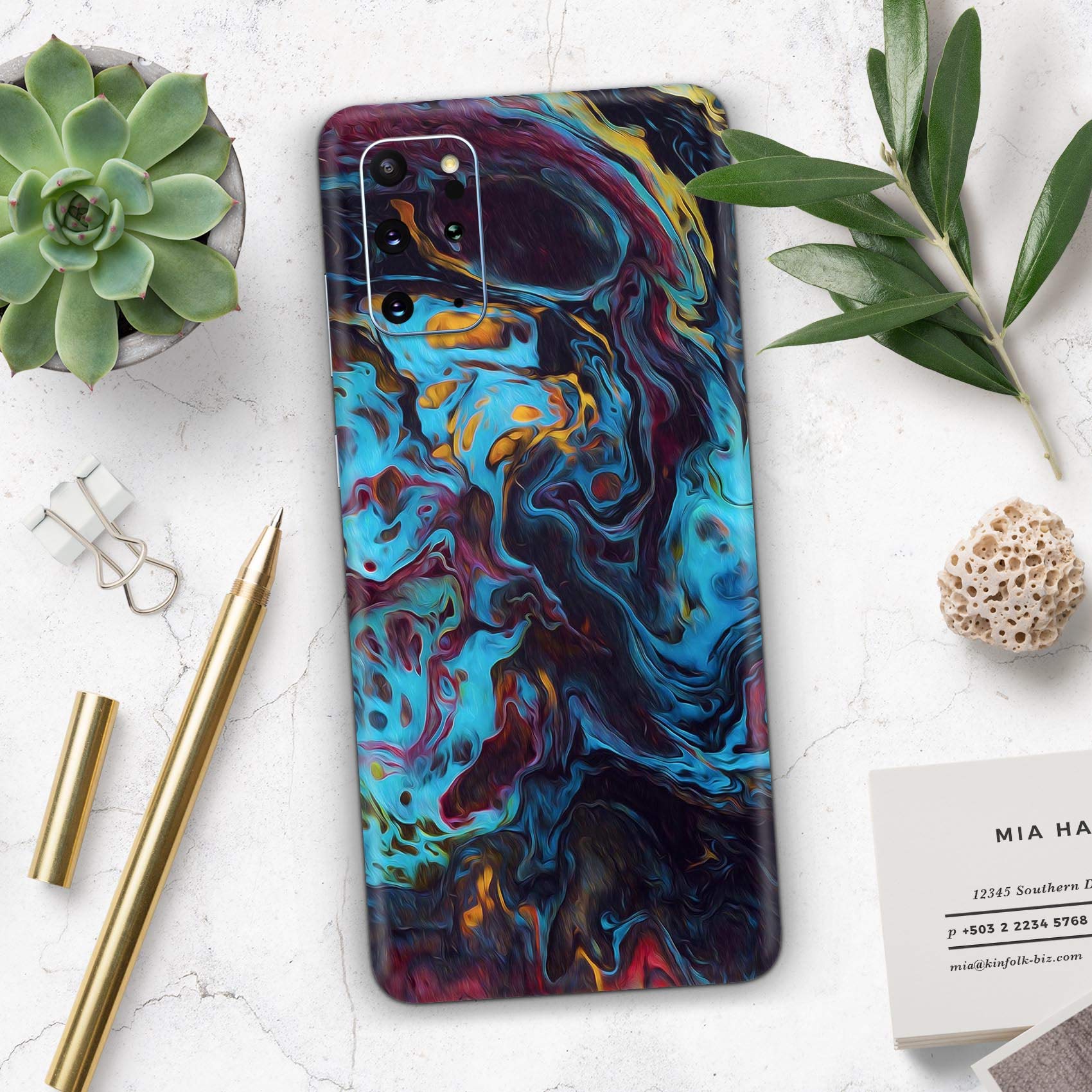 DesignSkinz Liquid Abstract Paint Remix V43 Protective Vinyl Decal Wrap Skin Cover Compatible with The Samsung Galaxy S20 (Screen Trim & Back Glass Skin)