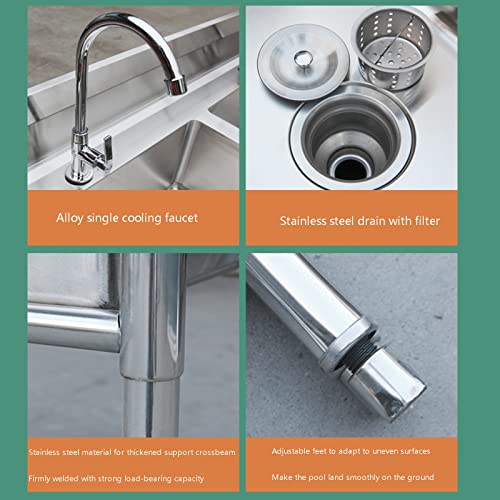 Canteen kitchen household commercial stainless steel sink (Size : 140X70X80cm)
