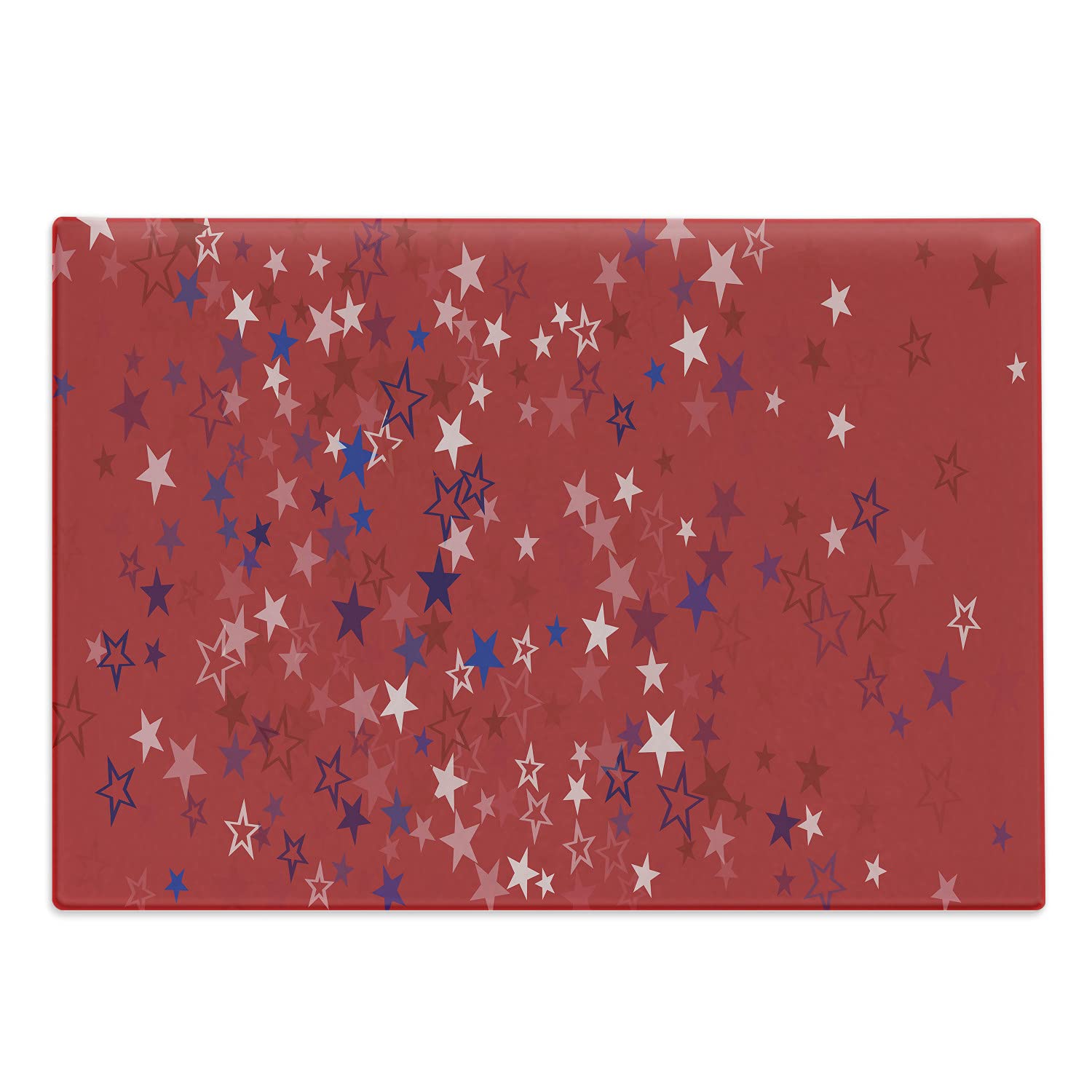 Ambesonne 4th of July Cutting Board, Repetitive Design Colorful Patriotic Star Shapes Celebration Image, Decorative Tempered Glass Cutting and Serving Board, Large Size, Dark Pink Multicolor