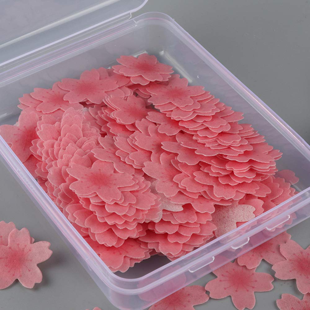 70pcs 0.9" Edible Wafer Paper Pink Cherry Blossom Flowers Cupcake & Cake Toppers,Lollipop Decoration