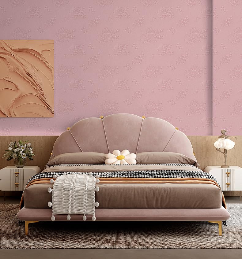 Anmon Pink Contact Paper 17.7''x118'', Peel and Stick Wallpaper Modern Self Adhesive Pink Wall Paper, Removable Renter Friendly Textured Pink Wall Paper for Wall,Cabinets, Drawers Home Decor
