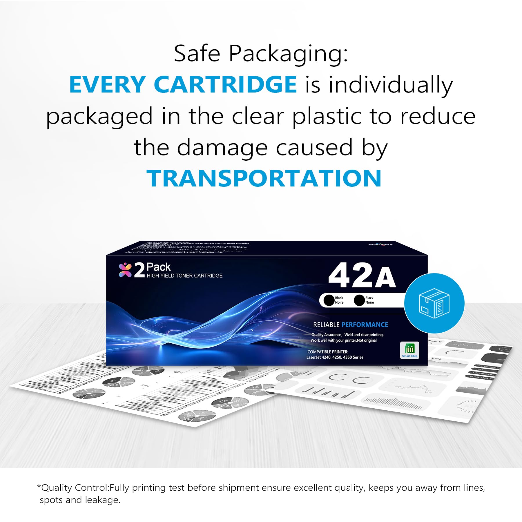 42A Q5942A Toner Cartridge with CHIP 2 Pack: High Yield Replacement for HP 42A Black Toner Cartridge Q5942X Q5945A Works with Laser 4200, 4250, 4300, 4350, M4345 MFP Series Printer | Q5942A 42A Ink
