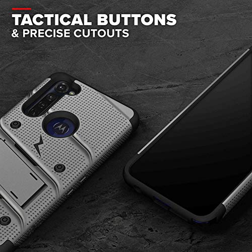 ZIZO Bolt Series for Moto G Stylus (2020) Case with Screen Protector Kickstand Holster Lanyard - Gun Metal Gray & Black