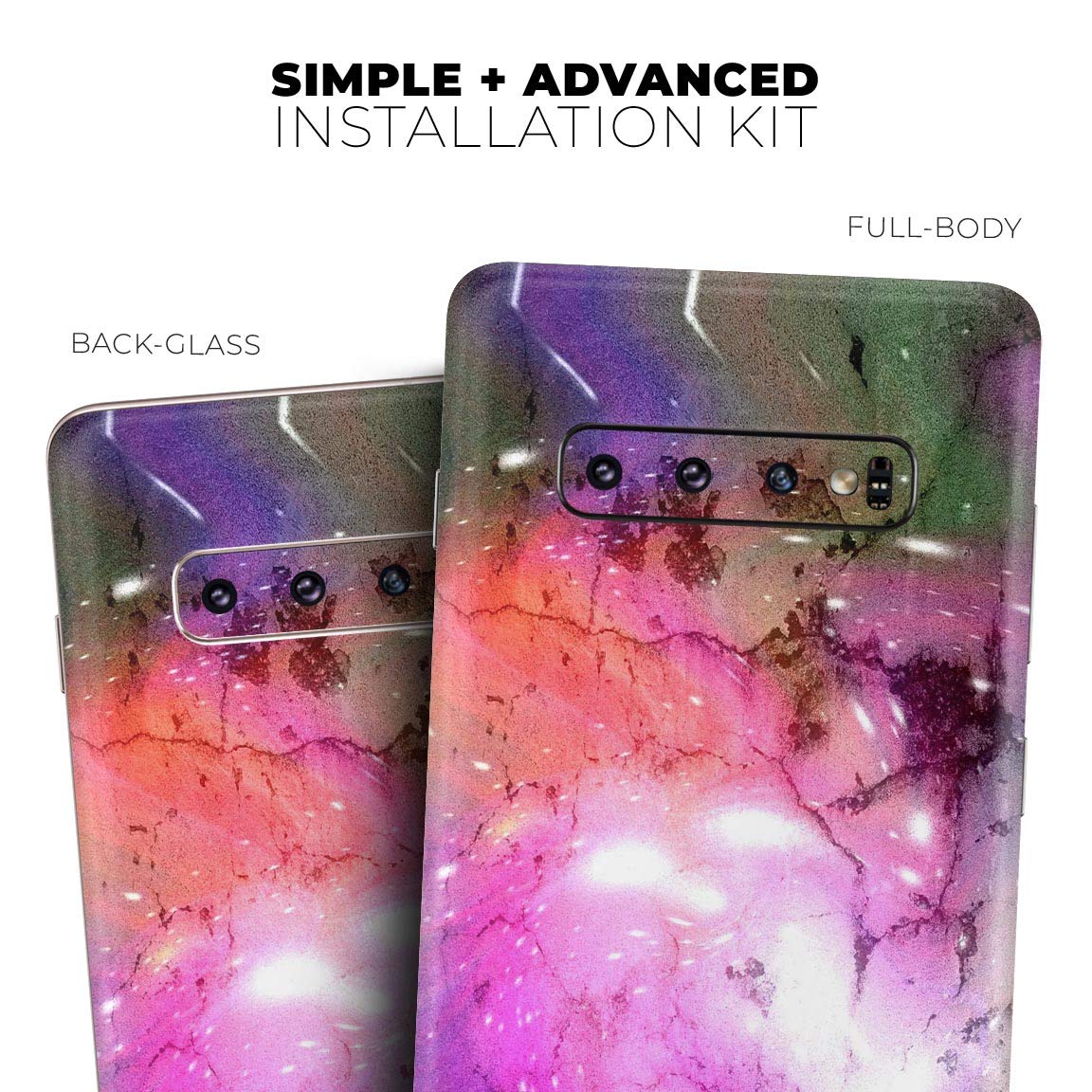 DesignSkinz Warped Neon Color-Splosion Protective Vinyl Decal Wrap Skin Cover Compatible with The Samsung Galaxy S20 (Screen Trim & Back Glass Skin)