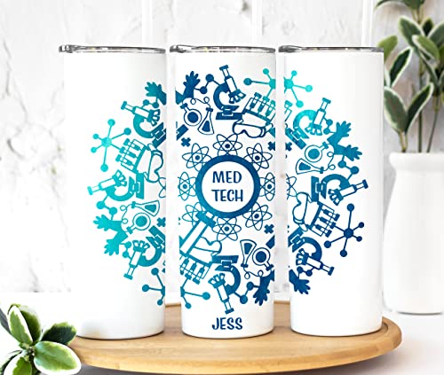 AVITO 20 oz Personalized Lab Tech Personalized Tumbler, Gift, Personalized Lab Tech Tumbler, Laboratory Technician Gift, Microscope, Med Tech, Stainless Steel, Vacuum Insulated