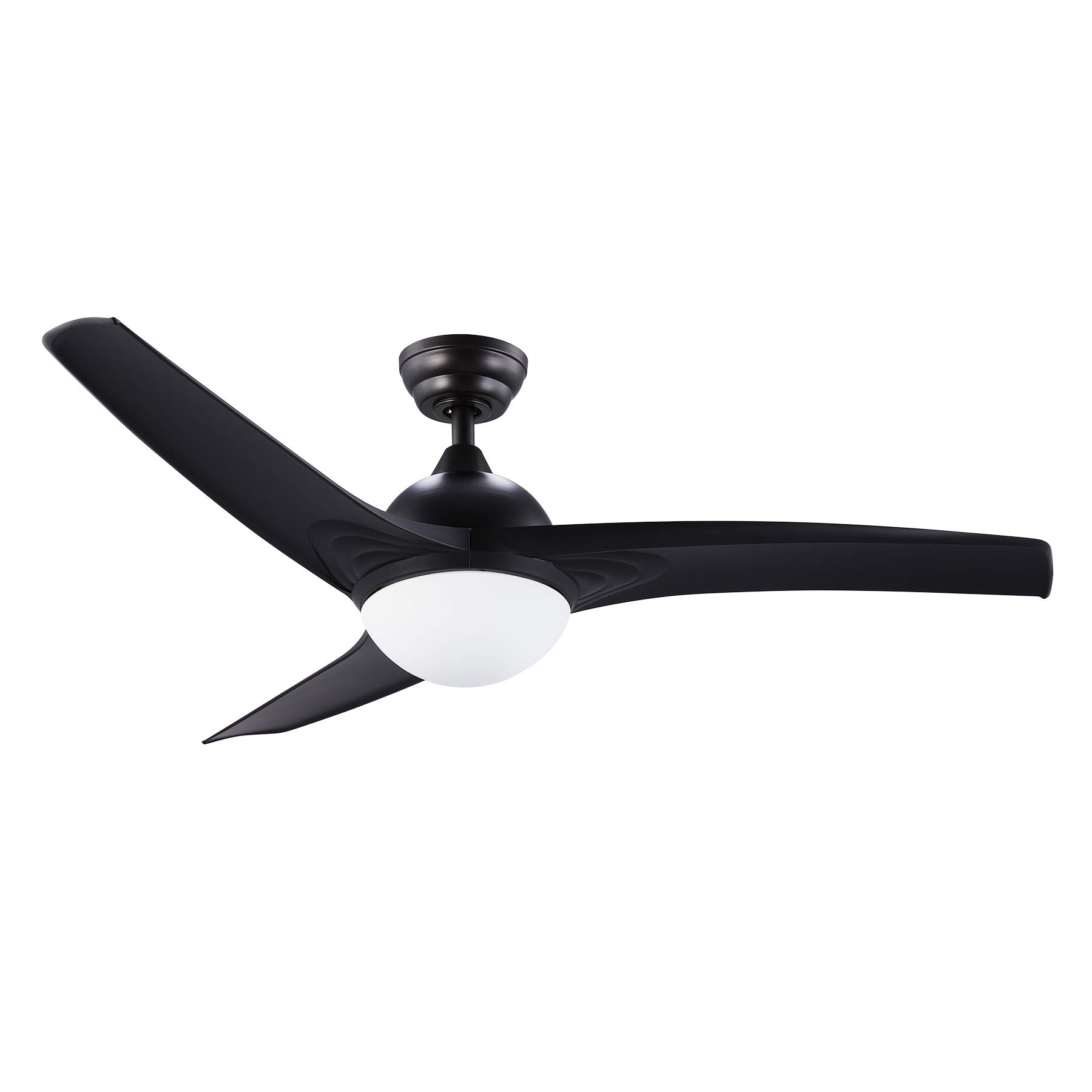 52'' Modern Ceiling Fan with Lights and Remote, Contemporary Black Ceiling Fans with LED Light for Bedroom, Living Room, Kitchen, Industrial Ceiling Fan with 3 ABS Blades Reversible