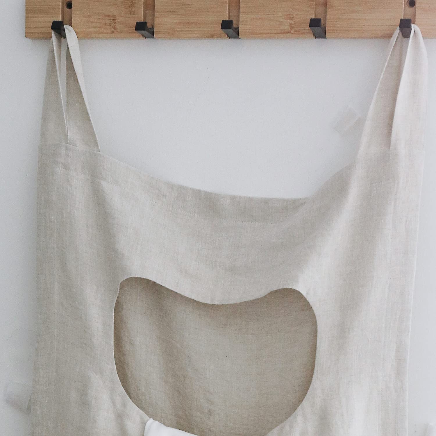 Amazhiyu 100% Linen Door Hanging Laundry Hamper Bag, 19x27 Inches (Linen)