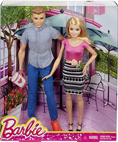 Barbie and Ken Dolls, 2-Pack Featuring Blonde Hair and Colorful Clothes Including Denim Button Down and Pink Blouse (Amazon Exclusive)