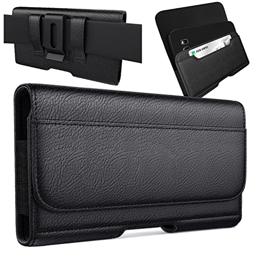 Meilib Large Holster for iPhone 14 Plus, 14 Pro Max, 13 Pro Max, 12 Pro Max, 11 Pro Max, Xs Max, 8 Plus, 7 Plus Cell Phone Belt Holder Case with Belt Clip Pouch Cover (Fits Phone with Case on) Black