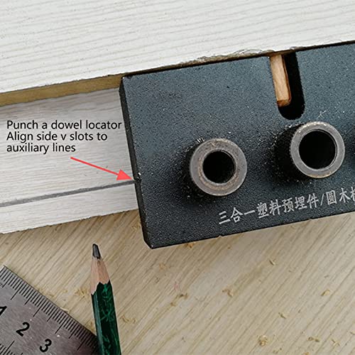 3in1 Woodworking Doweling Jig Kit 6/8/10mm Drill Guide Locator Adjustable Drilling Guide Puncher Locator Carpentry Tools Doweling Jig For Woodworking Woodpeckers-drilling Sleeves Self Centering Drill