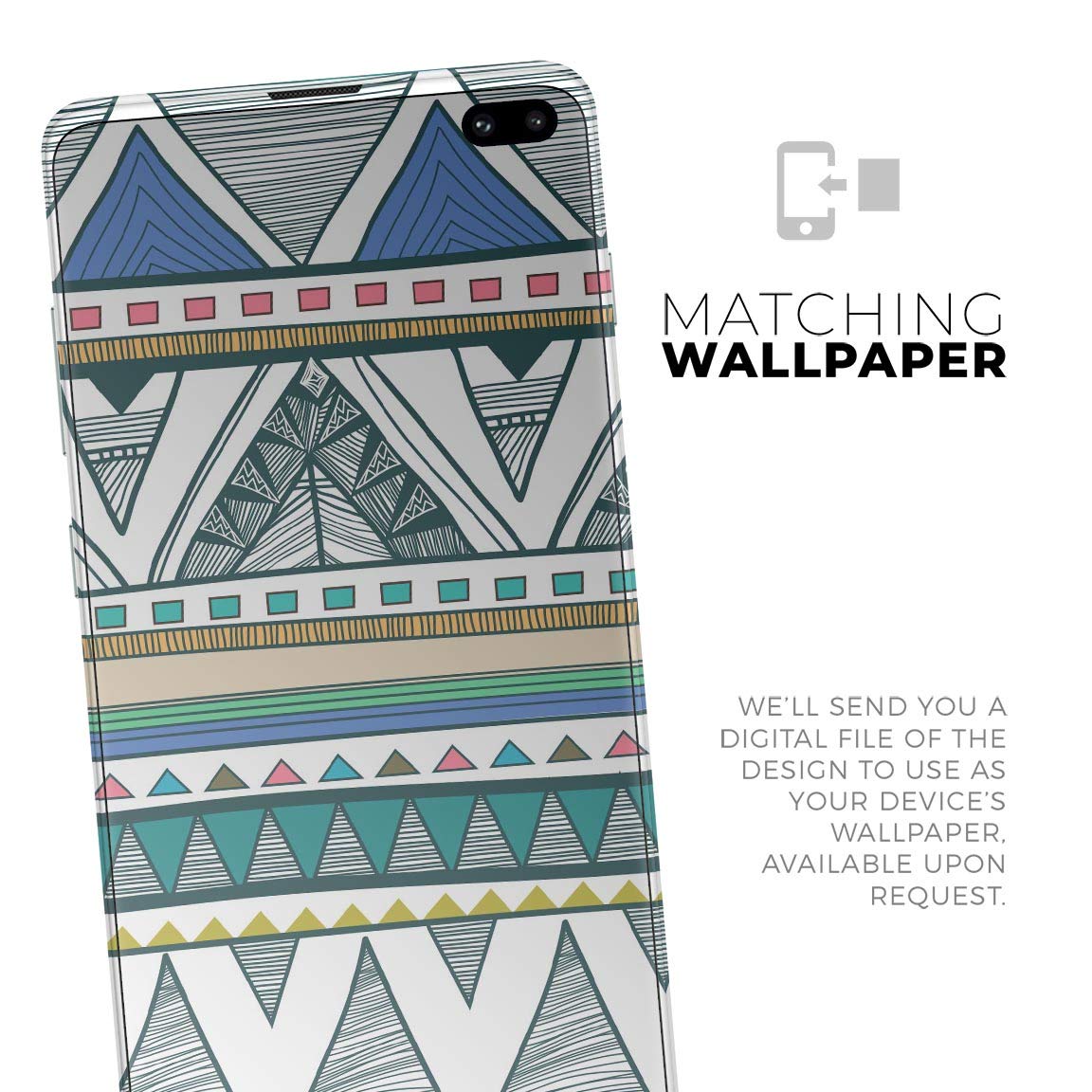 DesignSkinz Abstract Blue and Green Triangle Aztec Protective Vinyl Decal Wrap Skin Cover Compatible with The Samsung Galaxy S20 (Screen Trim & Back Glass Skin)