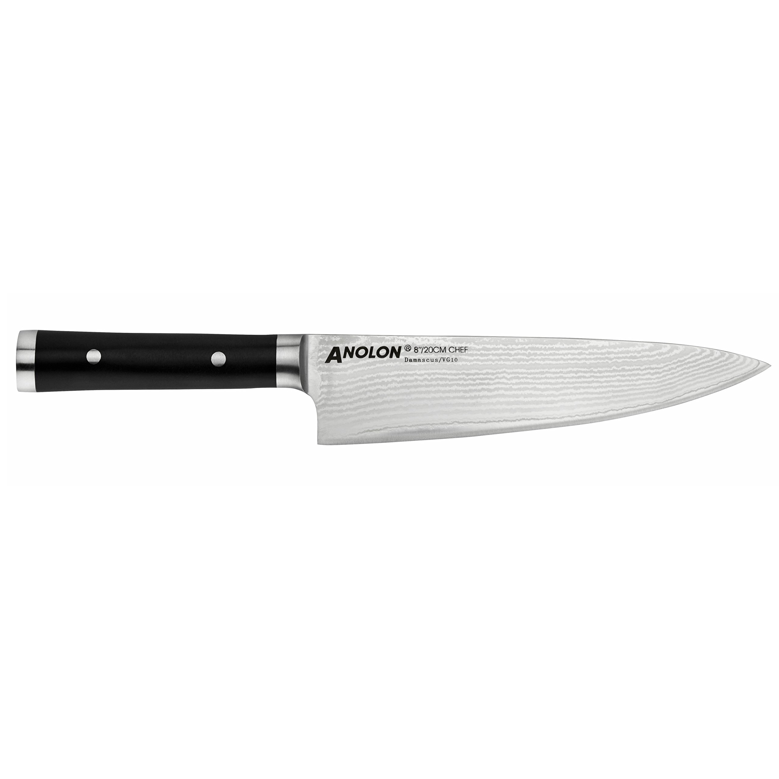 Anolon ImperionDamascus Steel Cutlery Knife Block Set, 5-Piece, Black