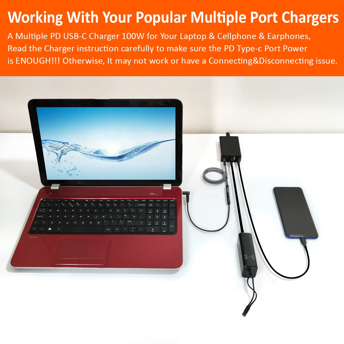 RAINSUNG USB-C to Smart Blue Tip Adapter Charging Cable for HP Laptop 19.5v 45w 65w, Female USB C Converter Power Charger Adapter Cord for X360 Pavilion Envy Spectre Elitebook 840 ProBook