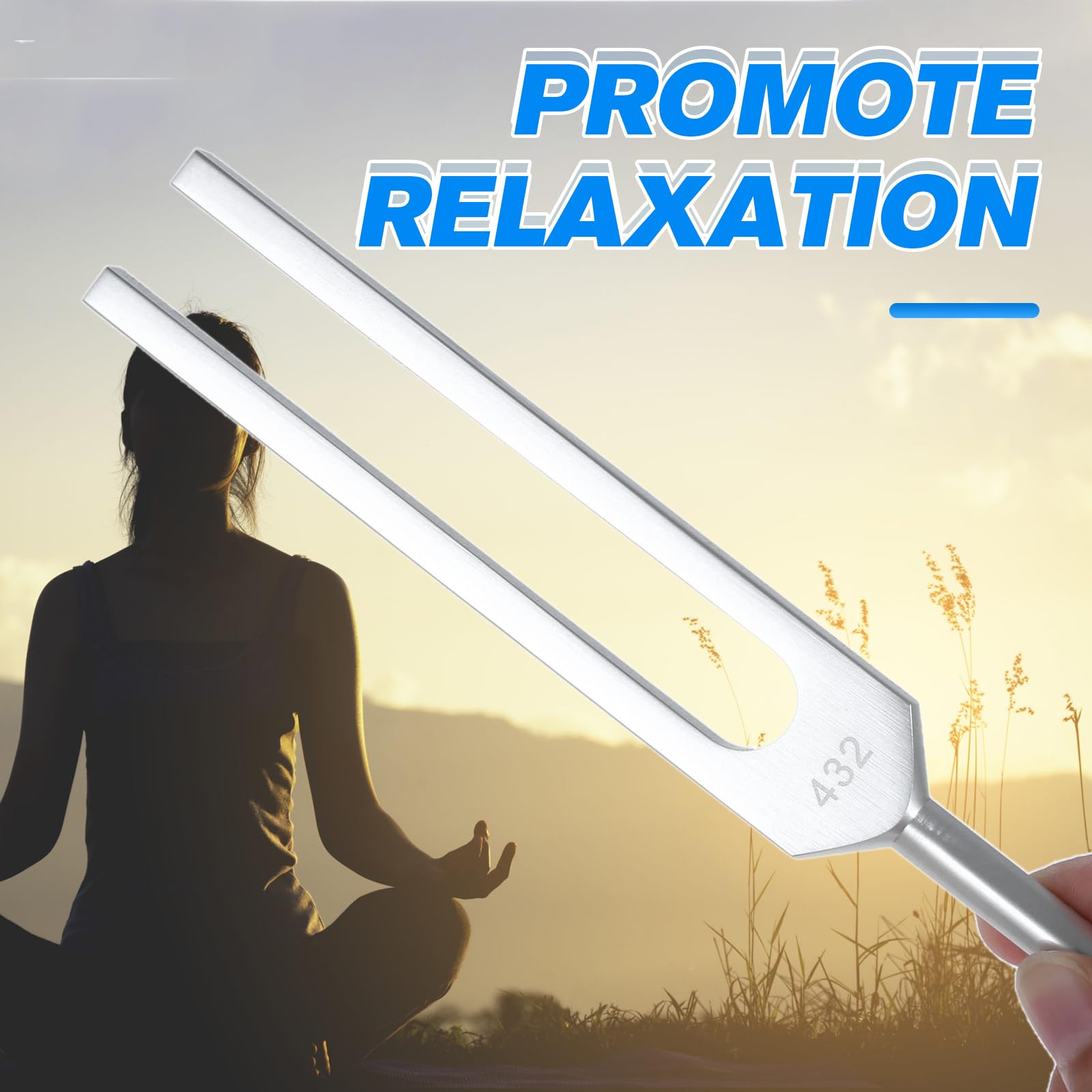 432 Hz Tuning Fork Set for Healing, Musical Instrument Tuning Forks for Chakra Balancing, Vibration, Reduce Stress, Meditation, Sound Therapy - with Silicone Hammer Bag Cleaning Cloth