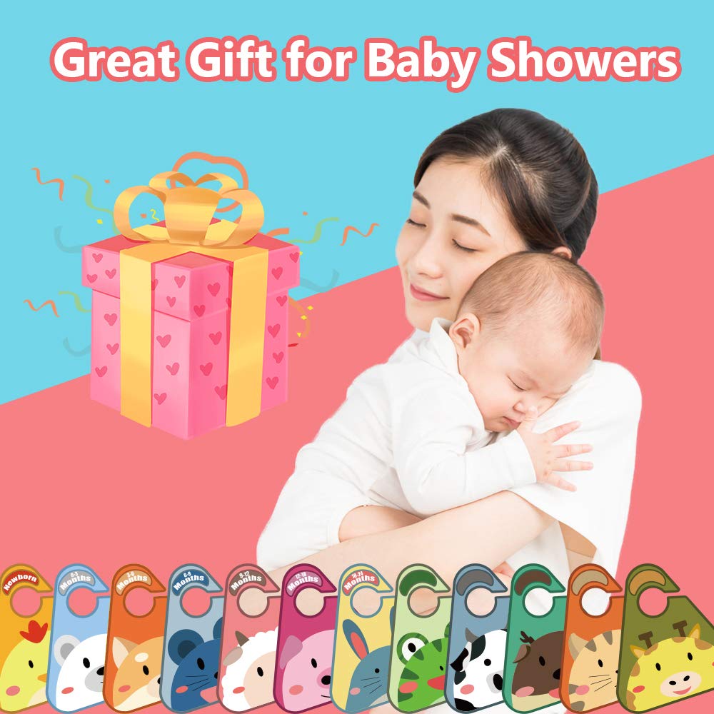 MEEGEEM Kimuise 12 pcs Baby Nursery Clothes Closet Organizer Dividers, Double Side Designed, Kid Clothing Rack Size Hangers,No-Slip,Newborn to 24 Months