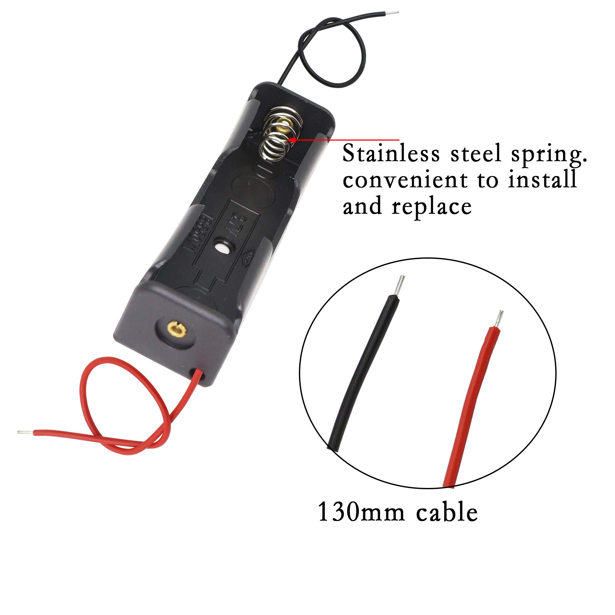 PNGKNYOCN 18650 Battery Clip 1 Slots 3.7V Plastic 18650 Battery Storage Box Case with Black and Red Wire Leads YOUCHENG for 18650 Battery with Connect Lead(5-Pack)