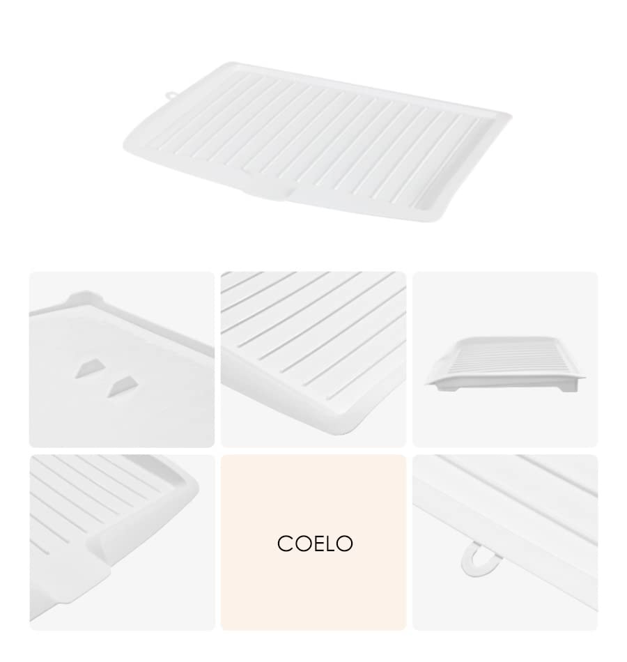 COELO Kitchen Utility Draining Board|Light Weight, Space Efficient, Dishwashing Water Drainer, Drying Dish Rack Tray for Sink Kitchen Essential Accessory(White)