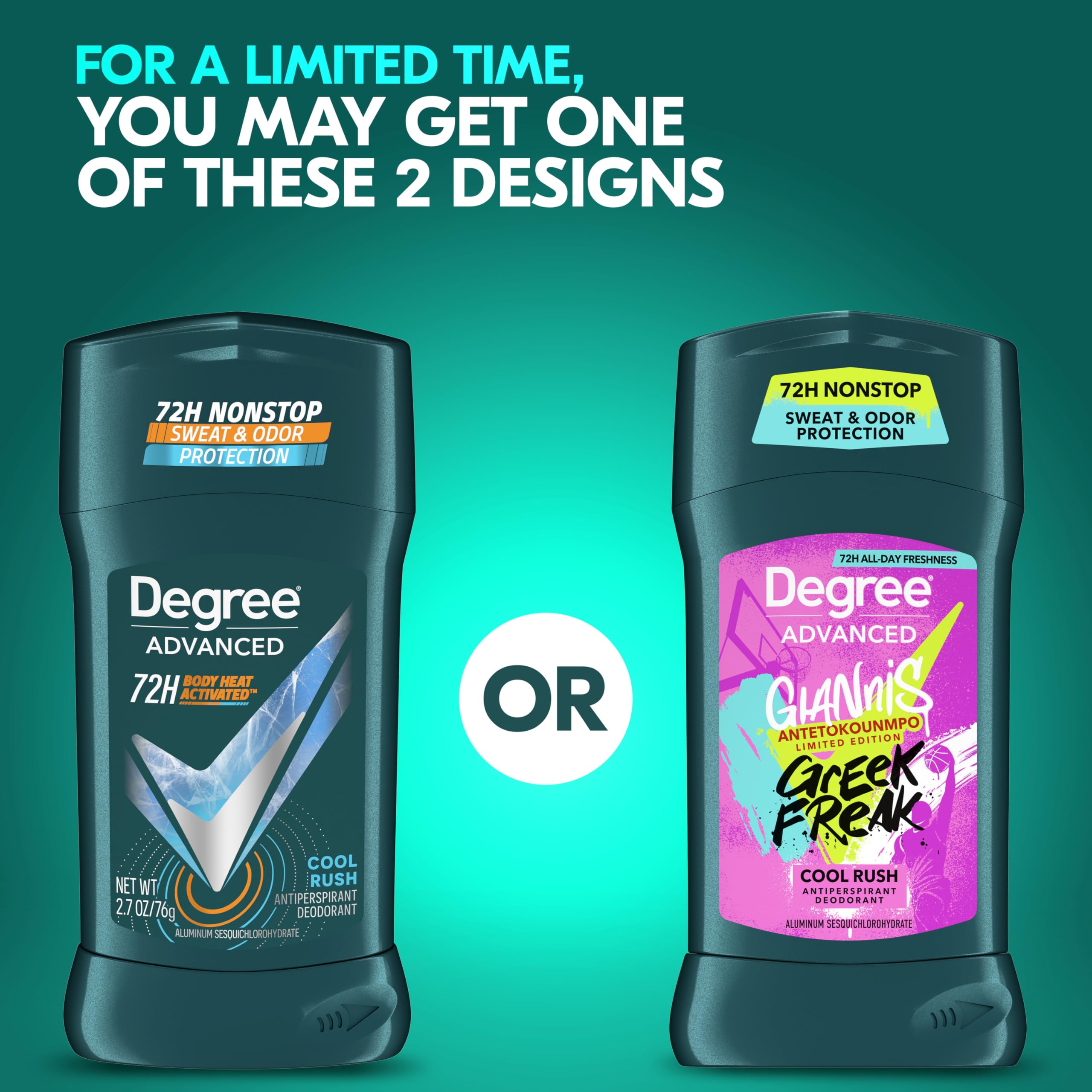 Degree Men Antiperspirant Deodorant Cool Rush 12 Count 72-Hour Sweat and Odor Protection Antiperspirant For Men With Body Heat Activated Technology 2.7 oz