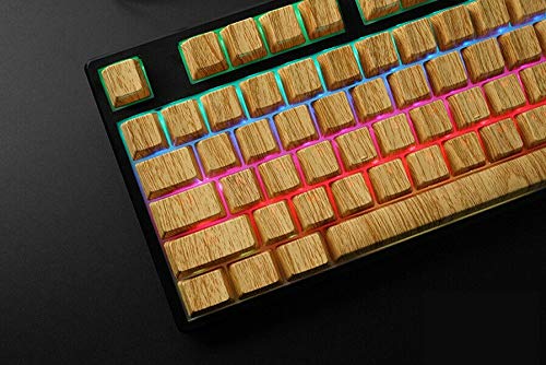 Rare 87 Keys Top Printed Doubleshot Backlit Keycap ANSI OEM Key Cap for Cherry MX Gaming Mechanical Keyboard (Yellow