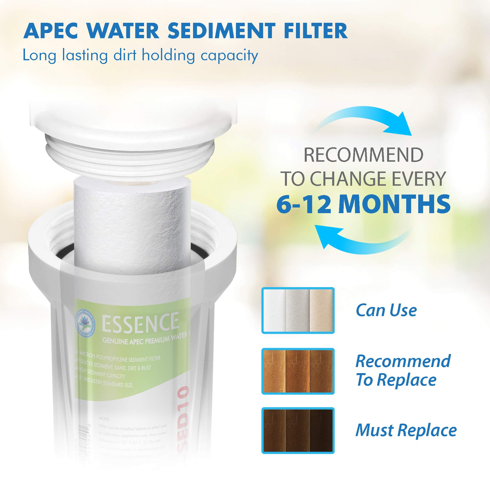 APEC Water Systems FI-ES-SED10-A APEC 5 Micron 10β x 2.5β Sediment Water Filter for Reverse Osmosis System, White