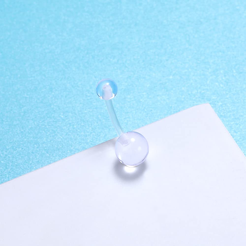 6ixGosh 14g 16g Pregnancy Belly Button Rings Pack, Maternity Belly Button Piercing Clear Piercing Retainer Jewelry, Short Long Bar Plastic Belly Button Rings for Surgery Healing, Plastic, plastic
