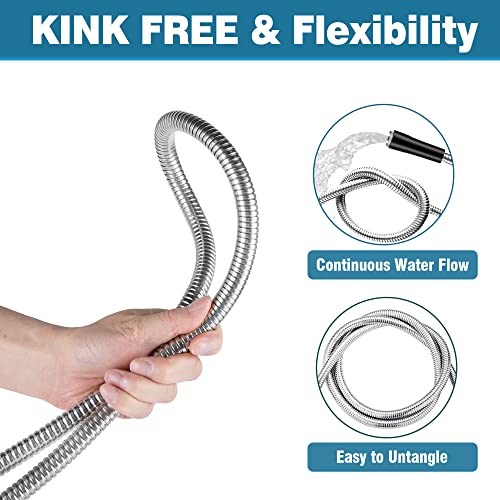 Garden Hose 50 ft Metal - Stainless Steel Water Hose Flexible Lightweight Garden Hose Collapsible and No Kink Water Pipe