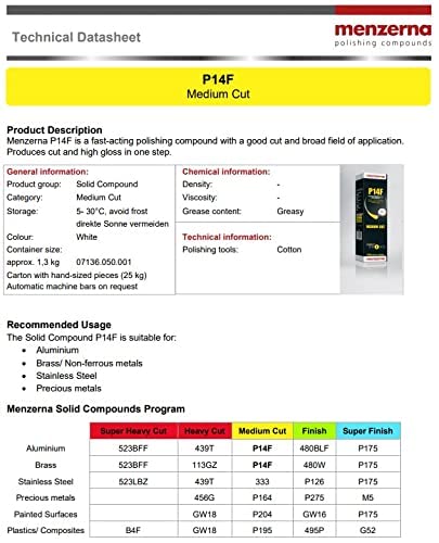 Menzerna P14F Medium Cut Rouge Bar Universal Polishing Paste For All Metals