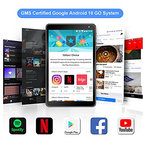AWOW Tablet 10.1 inch Android Tablet, 1.5GHz Quad Core, 2GB RAM, 16GB ROM, 1280 x 800 HD IPS, 0.3MP & 2MP Camera, Android 10(Go Edition), 2.4G WiFi, Bluetooth 4.0, 5000mAh Battery Capacity