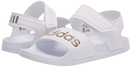 adidas Women's Adilette Sandal Slide, White/Champagne Metallic/White, 9